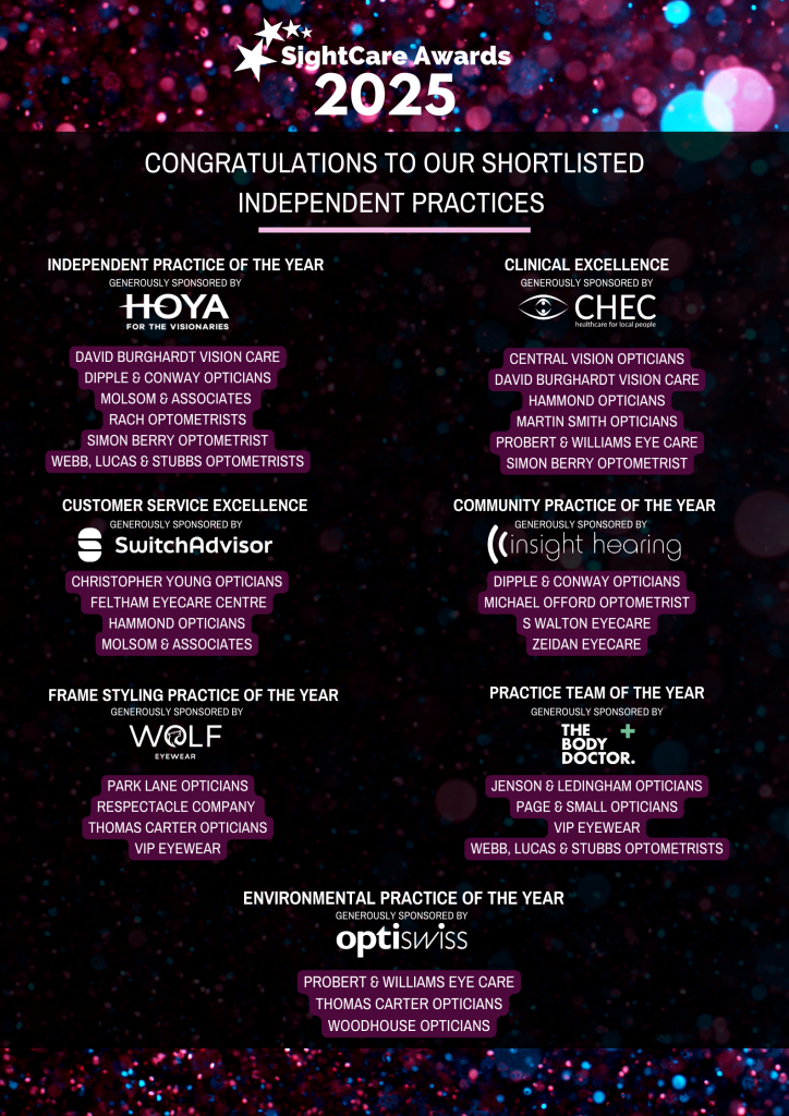 SightCare awards 2025 shortlisted practices - SightCare